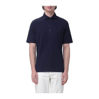 Brunello Cucinelli Polohemd aus Baumwoll-Jersey - - Tops - Herren - Blau - S