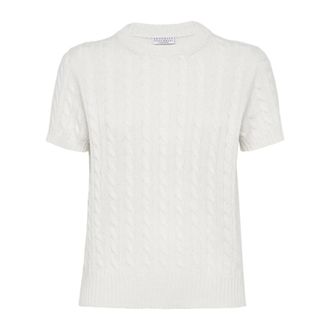 Brunello Cucinelli Femme, Pulls, Beige, Taille: 34 FR Pull ras du cou en cachemire