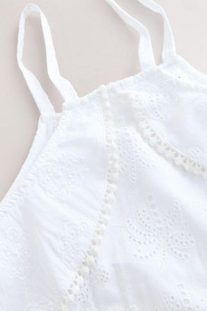 Next Midikleid Midikleid mit Zipfelsaum, Palmen + Lochstickerei (1-tlg)
