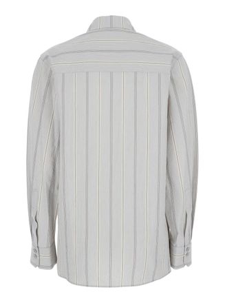 Low Classic Womens Shirt Light Blue Cotton With Striped Motif Blouses
