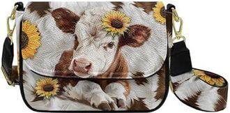 Hugs Idea Sac à main à bandoulière léger en cuir pour femme, Jolie vache., Taille unique