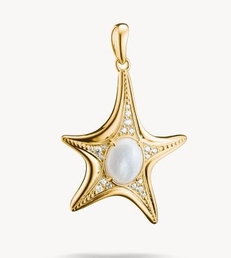Thomas Sabo pendentif &eacute;toile de mer en nacre, dor&eacute; jaune, blanc