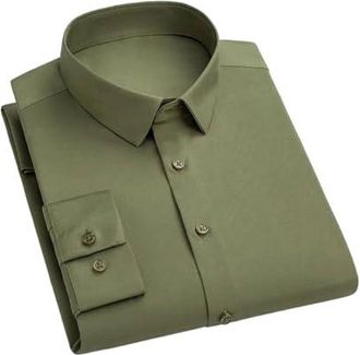 Generic Chemises &agrave; manches longues de couleur unie pour homme, coupe ajust&eacute;e, couleur unie, &eacute;lastique, poche unique, hauts daffaires, Jt-2128-11, 3XL