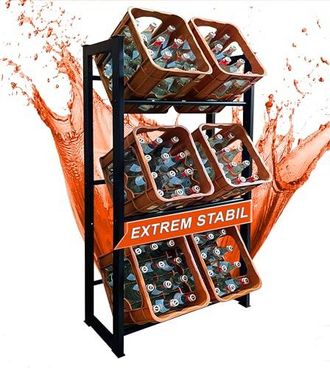 Quick Star Étagère à caisses de Boissons 71 x 30 x 140 cm pour 6 caisses Support de caisses de Boissons étagère sur Pied, Caisse à vins