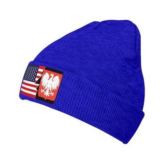 Generic Bonnet Tricoté Armoiries De La Pologne Et De LAmérique Classique Tricoter Chapeau Extensible Chapeau Tricoté pour Femme Ski Cyclisme