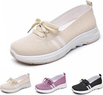 Generic Chaussures orthop&eacute;diques pour femme, baskets l&eacute;g&egrave;res &agrave; enfiler en tricot confortables et tendance, chaussures de marche plates respirantes, &agrave; enfiler 