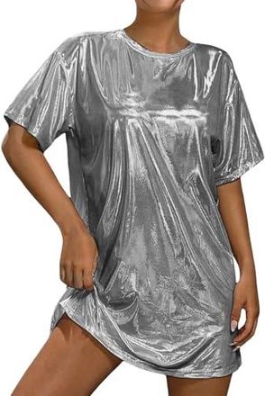 Generic Tee Shirt Femme Sport Loisirs Chic T-Shirts Haut &Agrave; Manches Courtes Ete Loose Basic Tee-Shirt Grande Taille Confortable Col en Rond Top Blouse Manche C