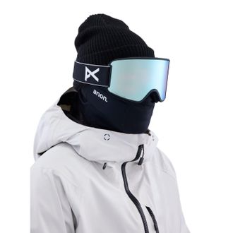 Anon WM3 Brille + Bonuslinse + MFI Gesichtsmaske - Low Bridge Fit, Rahmen: Schwarz, Linse: Wahrnehmbar blau (21% / S2), Ersatzlinse: Perceive Cloudy Pink (