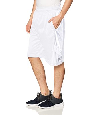Southpole Herren Basketball Taschen, Schrittl&auml;nge 30,5 cm, Schnell Trocknend, Atmungsaktiv Shorts, Wei&szlig;/Wei&szlig;, XL