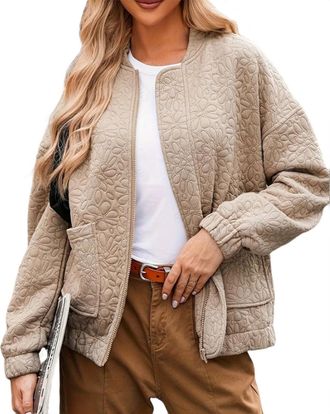 EUDOLAH Sweatjacke Damen Eleganter Cardigan Mit Knopfleiste Langarm Perfekte &Uuml;bergangsjacke F&uuml;r Jeden Anlass Trendige Bomberjacke Damen Im L&auml;ssigen Blouson-lo
