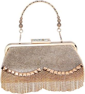 BESPORTBLE Sac à Main Doré pour Femme avec Franges Pochette de Soirée Élégante pour Dîner Capacité Spacieuse Pratique pour Fêtes et Mariages