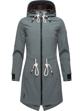 Marikoo Damen &Uuml;bergangsjacke Softshellmantel mit Kapuze Mount Furnica Stormy Blue Gr. XXL