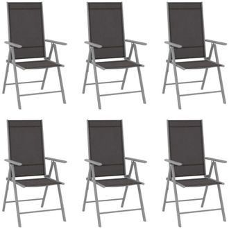 vidaXL Gartenst&uuml;hle Klappbar 6 Stk. Textilene Schwarz vidaXL