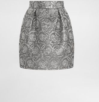 Dolce & Gabbana Minirock Aus Floralem Lamé-jacquard - Frau Röcke Silber 46