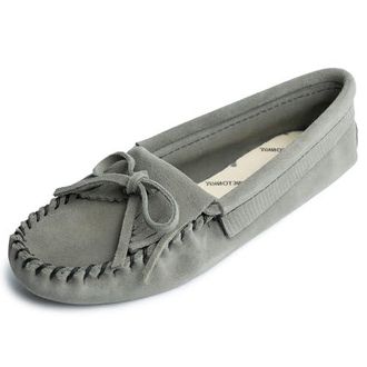 Minnetonka Womens Kilty Suede Softsole Moccasin,Storm Blue,7.5 M US
