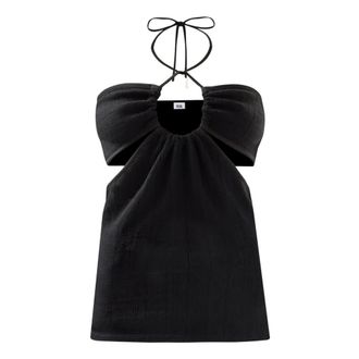 GCDS Gcds - Top &agrave; d&eacute;collet&eacute; dos en crochet avec logo d&eacute;coup&eacute; - Femme - Tops - Noir - Taille: 36 FR