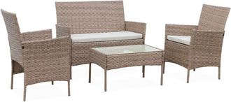 Sweeek Sweeek - Gartenset aus Polyrattan, 4 Pl&auml;tze Molt&egrave;s Natur / Beige