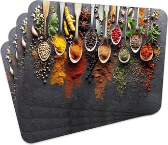 MG Design Set aus 4 Kork-Platzsets - Spices 15 - 30 x 40 cm - hitzebeständig & abwischbar, mit Korkrückseite