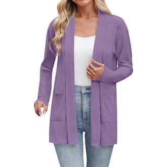 Generic Gilet Femme Cardigan Long Chic Et El&eacute;gant &Eacute;t&eacute; L&eacute;ger Fluide Manches Longues Veste D&eacute;contract&eacute; Ouverte sur Le Devant Et Col en V Cardigans avec Poches