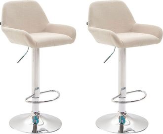 Clp R&eacute;glez 2 tabourets de braga en tissu cr&egrave;me, chrom
