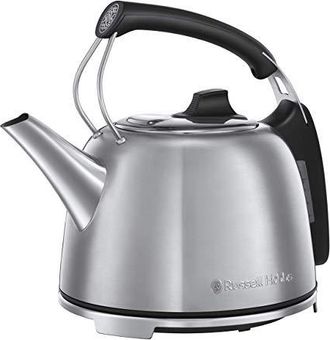 Russell Hobbs 25860-70 Bouilloire 1,2L K65, Design Emblématique Vintage, Ebullition Rapide, Jauge niveau deau - Inox Brossé Gris/Inox
