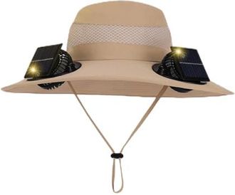 Generic Chapeau avec ventilateur solaire | Bonnet avec ventilateur solaire - Bonnet &agrave; large bord Protection UV Respirant pour la plage, la randonn&eacute;e, les voya