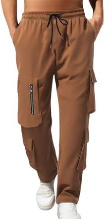 Generic Pantalon cargo pour homme, coupe droite, pantalon de surv&ecirc;tement d&eacute;contract&eacute;, cordon de serrage, taille &eacute;lastique, pantalon de surv&ecirc;tement pour homme,