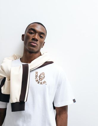 Icecream T-shirt gaufr&eacute; avec imprim&eacute; c&ocirc;ne glac&eacute; au dos - Blanc