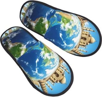 Generic Pantoufles Moelleuses Impression De Voyage Autour Du Monde Chausson Doux Confort Chaussons Pour Ext&eacute;rieur Femme Unisex L