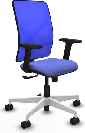 Piqueras y Crespo B&uuml;rostuhl aus Stoff, h&ouml;henverstellbar, mit Rollen und 2D-Armlehnen, h&ouml;henverstellbare Lendenwirbelst&uuml;tze, 3 Positionen, Blau/Hellblau