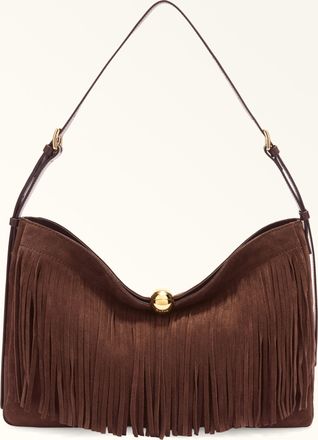 Furla Sfera Soft Schultertasche L Toni Cioccolato Braun Wildleder + Fransen Damen