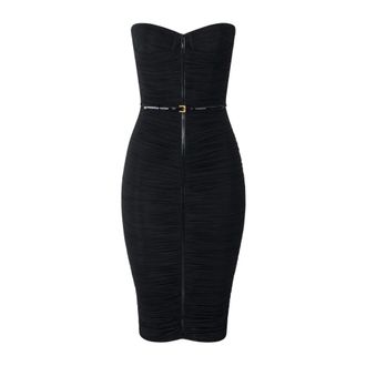 Elisabetta Franchi Jersey Stretch Kleid mit G&uuml;rtel - - Dresses - Damen - Schwarzk - S