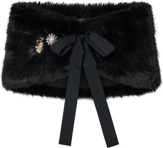 Liu Jo Stola en fourrure avec broches - Femme - Accessoires - Noir - Taille: ONE Size