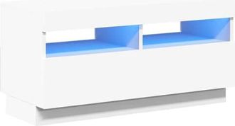 vidaXL Meuble TV avec Lumi&egrave;res LED, Armoire de T&eacute;l&eacute;vision, Meuble T&eacute;l&eacute; de Salon, Armoire Basse Salle de S&eacute;jour Int&eacute;rieur, Moderne, Blanc