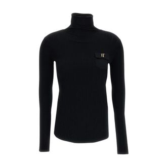 Elisabetta Franchi Rippstrick-Rollkragenpullover - - Knitwear - Damen - Schwarzk - S