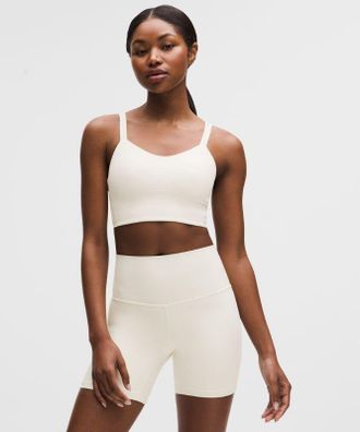 lululemon Like a Cloud Longline-BH Leichter Halt B/C Cups f&uuml;r Frauen - Gr&ouml;&szlig;e 12 in Light Ivory