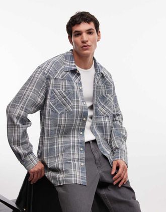 True Religion Chemise manches longues en flanelle &agrave; carreaux effet us&eacute; d&eacute;lav&eacute;-Multicolore