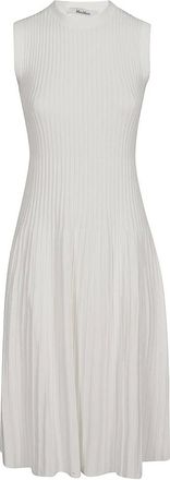 Max Mara Femme, Robes, Blanc, Taille: 38 FR Egizio Robe midi en maille c&ocirc;tel&eacute;e