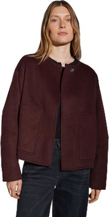 OPUS Damen Jacke | HENRICA Boxy Wolljacke mit abnehmbarem Schal Dark Grape, 40