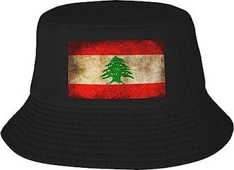 Generic Chapeau De Seau Unisexe Drapeau du Liban Chapeau De P&ecirc;che Respirant Pliable Bonnet Soleil, pour De P&ecirc;che, Plage, La Randonn&eacute;e, 56-58cm