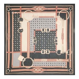 Guess &eacute;charpe Carrie Logo Kefiah Max 130X130 Espresso Logo brun