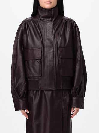 Diane Von F&uuml;rstenberg Bomberjacke aus Lammleder mit Trichterkragen und elastischem Saum