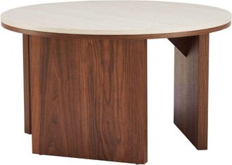 Oviala Table basse effet bois ronde diam 80 cm bois fonc&eacute;