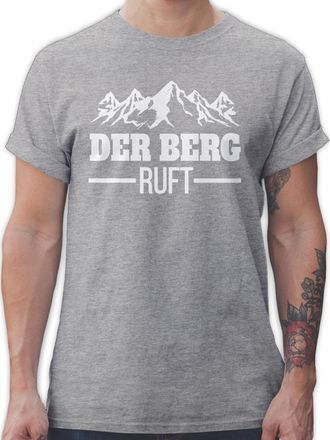 Shirtracer T-Shirt Herren - Skiurlaub Apres Ski - Der Berg Ruft - XXL - Grau meliert - wandergeschenk Shirt Skifahren Skifahrer ruf Tshirt wandergeschenke skiout