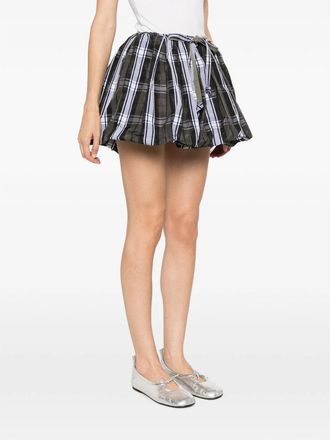 Patou Pleated Tartan Skirt - Black