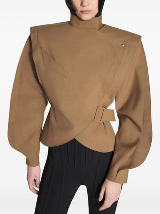 MUGLER veste &agrave; &eacute;paules tombantes - Marron