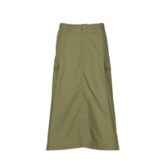 Blauer High-Waist Baumwollrock mit Taschen - - Skirts - Damen - Gr&uuml;n - W30