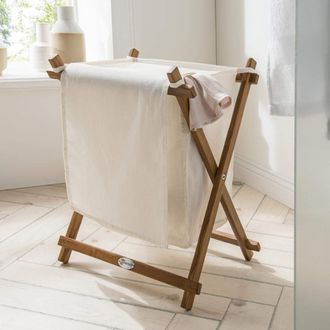 Destiny W&auml;schesack SPA & LIVING W&auml;schesammler mit Holzgestell 41x40x50 cm Teak