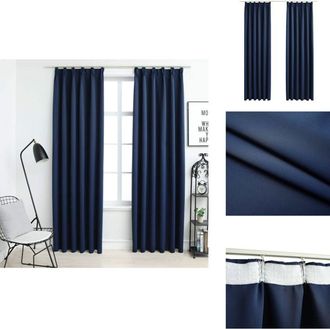 vidaXL Verdunkelungsvorh&auml;nge mit Haken 2 Stk. Blau 140x225cm - Verdunkelungsvorh&auml;nge - Blaue Vorh&auml;nge - Polyester Vorh&auml;nge - Wohnraumdekoration - Gardine