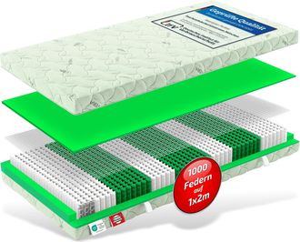Matratzen Perfekt 7-Zonen Taschenfederkernmatratze M&uuml;nchen 180x200 cm H3 H&ouml;he 23 cm 1000 Federn Aloe-Vera Bezug atmungsaktiv Allergiker geeignet ergonomisch orthop&auml;disc